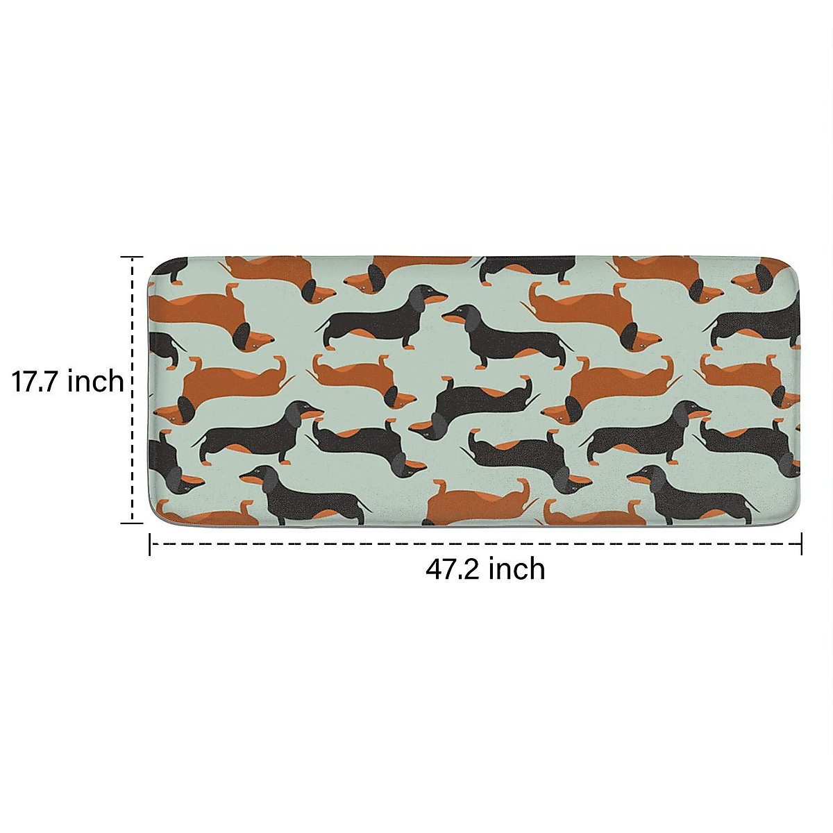 HULOSHIKDL 47"*18" Long Kitchen Mat Dachshund Dog Breed Microfiber Rubber Backing Non-Slip Water-Absorbent Anti-Fatigue Design Foam Kitchen Rug