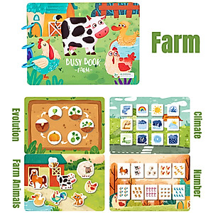 MIKNEKE DIY Quiet Book for Toddlers, Montessori Busy Book for Kids, Farm Preschool Learning Activities Learning & Education Toys