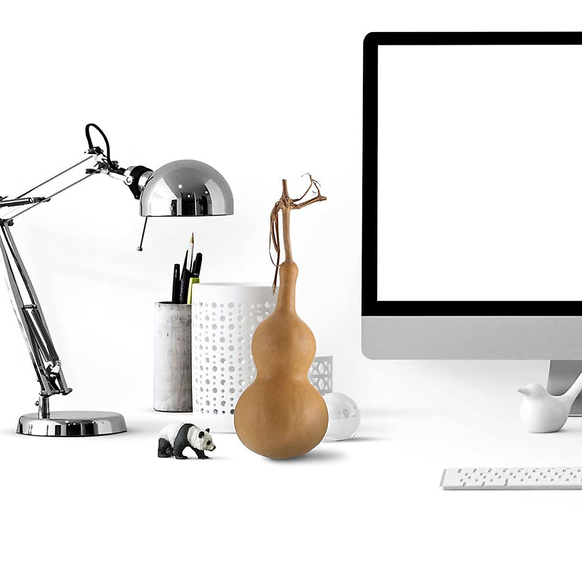 Kisangel Dried Gourd Natural Wu Lou Hulu Feng Shui Fortune Wealth Ornament for Office Desktop Craft Decorations