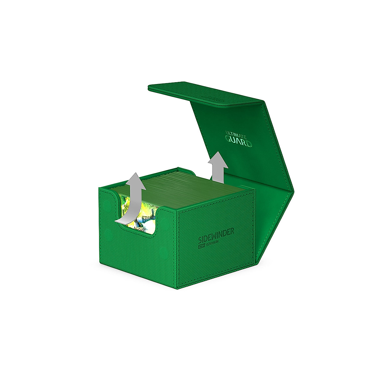 Ultimate Guard Sidewinder 133+, Deck Box for 133 Double-Sleeved TCG Cards, Green, Magnetic Closure & Microfiber Inner Lining for Secure Storage