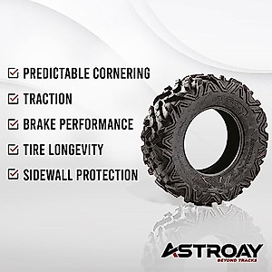 Astroay Atlas 26x10x14 UTV Tires, All-Terrain Tire 6-Ply Bias Construction Non-Directional Tread Pattern For Durability, Grip, and Traction Off-Roading