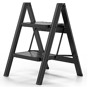 Step Ladder EFFIELER 2 Step Ladder 2 Step Stool Folding Step Stool with Handrails, Sturdy Step Stool for Adult, 500LBS Capacity Sturdy& Portable Ladder for Home Kitchen Library Office