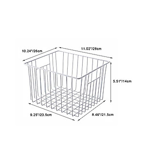 SANNO Freezer Baskets,Storage Organizer Baskets, Household Refrigerator Bin with Built-in Handles for Cabinets, Pantry, Closets, Bedrooms - Set of 4