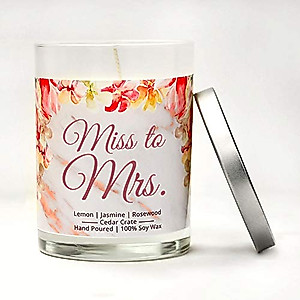 Miss to Mrs. Luxury Scented Soy Candle - Engagement Candle, Wedding Day Candle, Bridal Shower Gift, Engaged, Congrats, Unique Bride Gift for The Bride to Be for Bachelorette Parties, Made in The USA