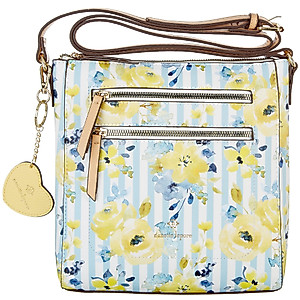 Nanette Lepore Harriett Print Crossbody with Mirror Key Ring Stripe Floral One Size