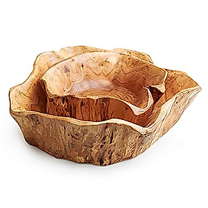 Creative Wood Bowl Root Carved Bowl Handmade Natural Real Wood Candy Serving Bowl (12"-14")