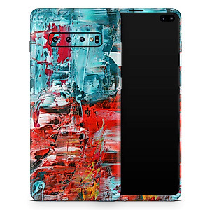 DesignSkinz Red and Blue Abstract Oil Painting Protective Vinyl Decal Wrap Skin Cover Compatible with The Samsung Galaxy S20 (Screen Trim & Back Glass Skin)