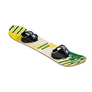 Slippery Racer Kids Hardwood Snowboard with Velcro Binding in Various Sizes (90 CM-Yellow/Green)