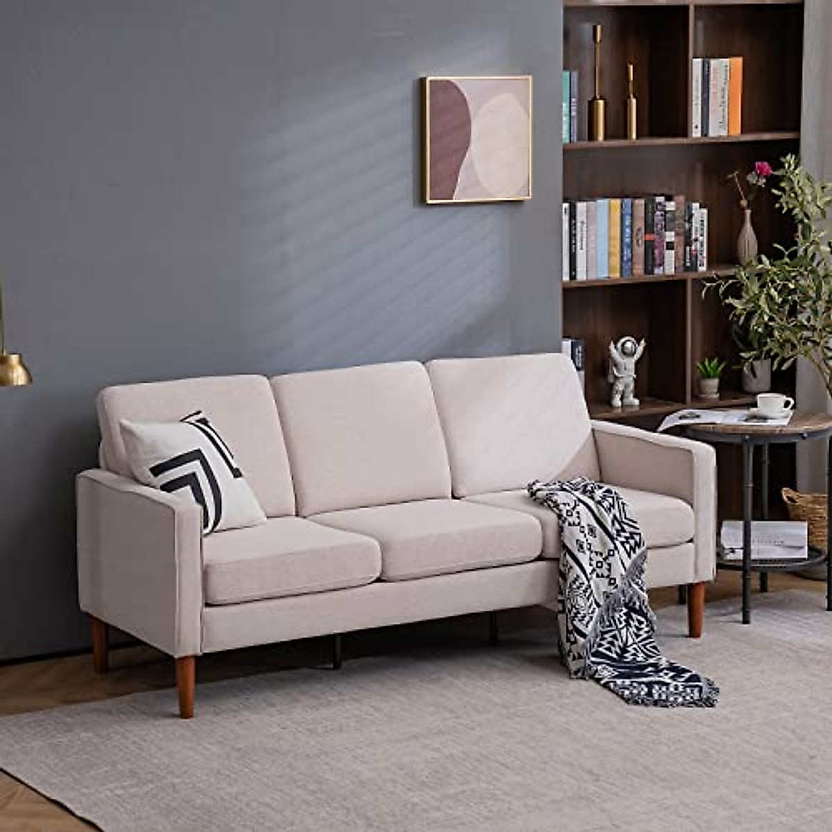 Karl home Sofa 71" Modern Sofa Couch Upholstered Love Seat Furniture 3-Seat Small Couch for Living Room, Bedroom, Apartment, Studio, Office, Creamy White