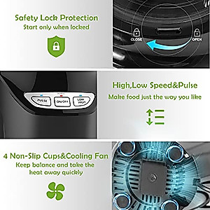 1000W Personal Bullet Blender for Shake and Smoothie, Healnitor Nutri Large Size Mixer with Blending and Grinding Blades for Kitchen, Tritan 32+15 Oz Travel Bottles for Fruits, Vegetables, Coffee, Black