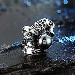 Mytys Fashion Flower Cocktail Rings for Women - Statement Jewelry Piece Perfect for Weddings, Engagements, and Gifts (lotus leaf silver, 7)