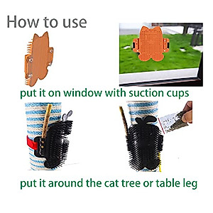 2 Packs Cat Self Groomer, Pet Massage Combs Brush, Cat Wall Scratcher Cat Grooming Brushes for Indoor Cats, Dog Bathing Brush with Catnip, Self Massage Tool for Long & Short Fur Kitten Cats Dogs