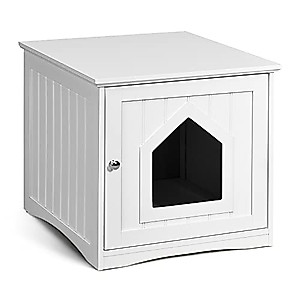 PETSITE Cat Litter Box Enclosure, Hidden Litter Box Furniture, Home Decorative Enclosed Cat House & Nightstand, Indoor Pet Crate, Kitty Washroom Cabinet