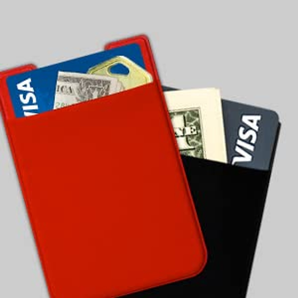 Elastic Phone Card Holder Pocket, Stick-On Wallet, Adhesive Credit Card Pouch, Compatible With iPhone And Samsung Galaxy – Gray