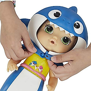 Baby Alive, Baby Shark Brown Hair Doll, with Tail & Hood, Inspired by Hit Song & Dance, Waterplay Toy for Kids Ages 3 Years Old & Up (Amazon Exclusive)