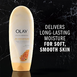 Body Wash by Olay, Moisture Ribbons Plus Shea + Manuka Honey Body Wash, 18 fl oz (Pack of 4)
