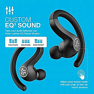 JLab JBuds Air Sport True Wireless Bluetooth Earbuds + Charging Case | Black | IP66 Sweat Resistance - Class 1 Bluetooth 5.0 Connection | 3 EQ Sound Settings JLab Signature, Balanced, Bass Boost