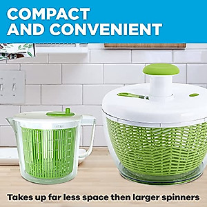 Single Serve Small Salad Spinner - Mini Prep Lettuce Spinner and Dryer With Measuring Cup - Collander with Fruit and Vegetable Washing Basket Bowl - Great Fruit and Vegetable Washer By Cooler Kitchen