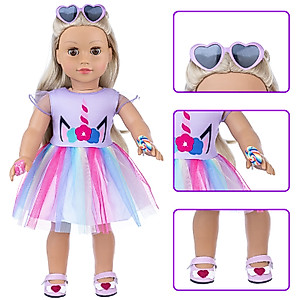 ECORELF 18 Inch Girl Doll Accessories and Clothes ,13Pcs School Supplies Set Included Doll Clothes Unicorn Print School Backpack, Pencil, Stationery, Random Sticker and Notebook,etc