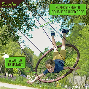 Swurfer Web Tree Swing, Saucer Swing – Tree Swings for Kids Outdoor, Outdoor Swing for Kids, Weather Resistant, Durable Aluminium Frame, Adjustable Rope, Easy Tool Free Assembly, Holds up to 500 lbs