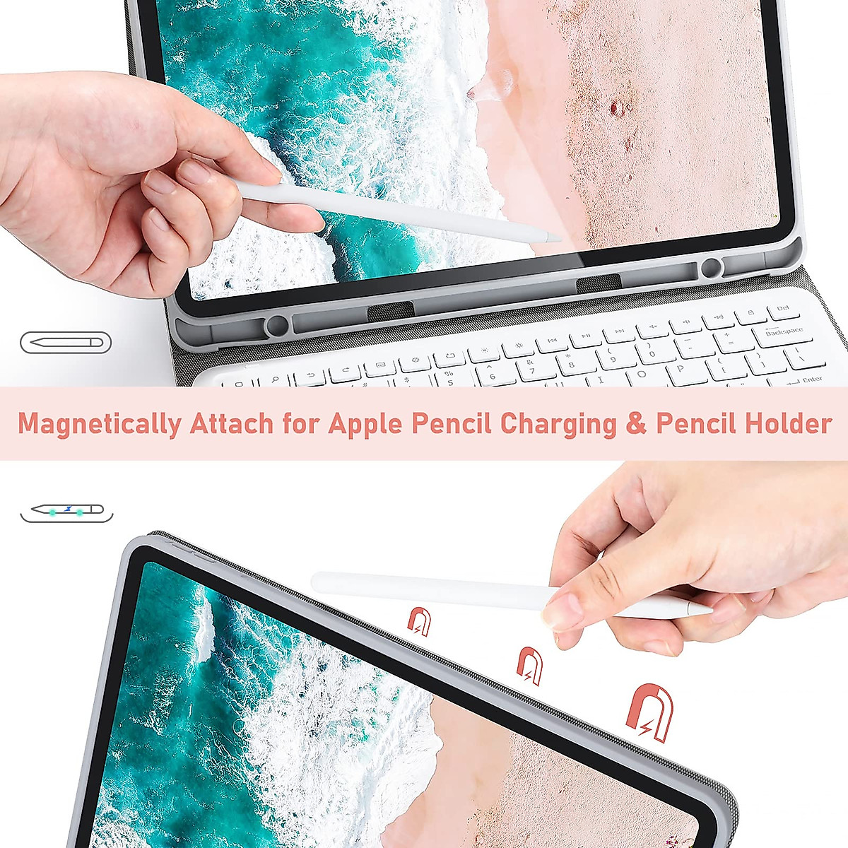 Backlit Keyboard Case and Mouse Compatible with iPad Pro 12.9 2020/2018, Detachable Keyboard US Layout with Mice & Cover for iPad Pro 12.9 4th Gen./3rd Gen, Rose Gold