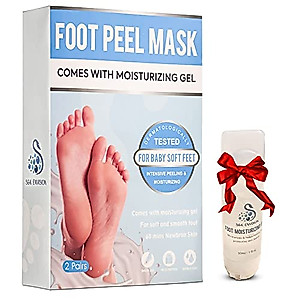 S&K ENVISION Foot Peel Mask for Dry Cracked Feet with Feet Moisturizing Gel | Make Your Feet Baby Soft | Feet Peeling Mask for Dead Skin Cells Removal | Exfoliating Natural Foot Treatment (2 Pairs)