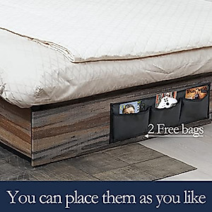 ARTETHYS Queen Led Bed Frame with 4 Storage Drawers, Wood Bed Frame with 2-Tires Storage Headboard and Charging Station, Metal Platform Bed with 2 Free Storage Bags, Noise-Free, No Box Spring Needed