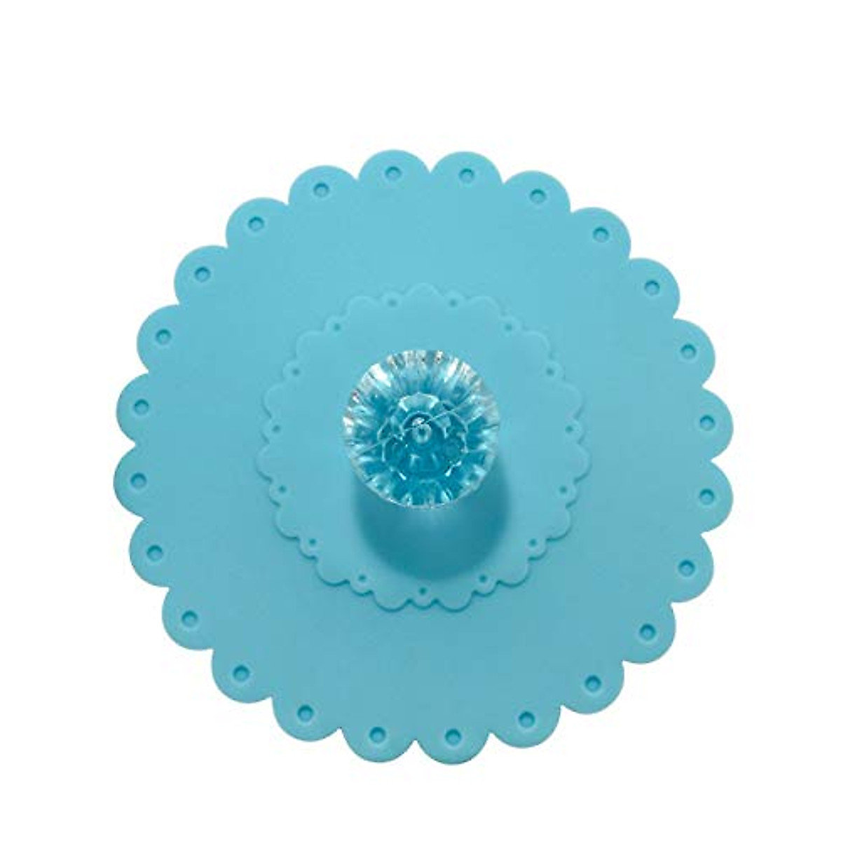 QUUPY 8PCS 10.5CM/4.1 in Sealed and Leak-proof Silicone Glass Cup Cover Cute Flowers Shape Coffee Anti-dust Beverages Lids with PVC Transparent Diamond (Color Random)