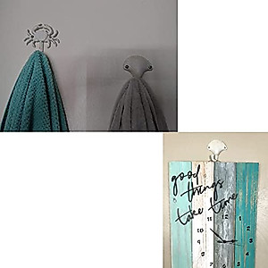 LB-LAIBA Crab Shell Starfish Coat Hooks, Beach Marine Style Wall Hooks Coat Hooks for Towel, Key, Robe, Coats, Scarf, Bag, Cap, Coffee Cup, Mugs Nautical Coat Hook Ocean Décor 3 Pieces