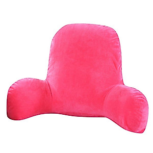YJYdadaS Plush Big Backrest Reading Rest Pillow Lumbar Support Chair Cushion with Arms (Hot Pink)