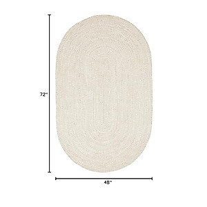 Superior Reversible Braided Indoor/Outdoor Area Rug, 4' x 6', Cream-White