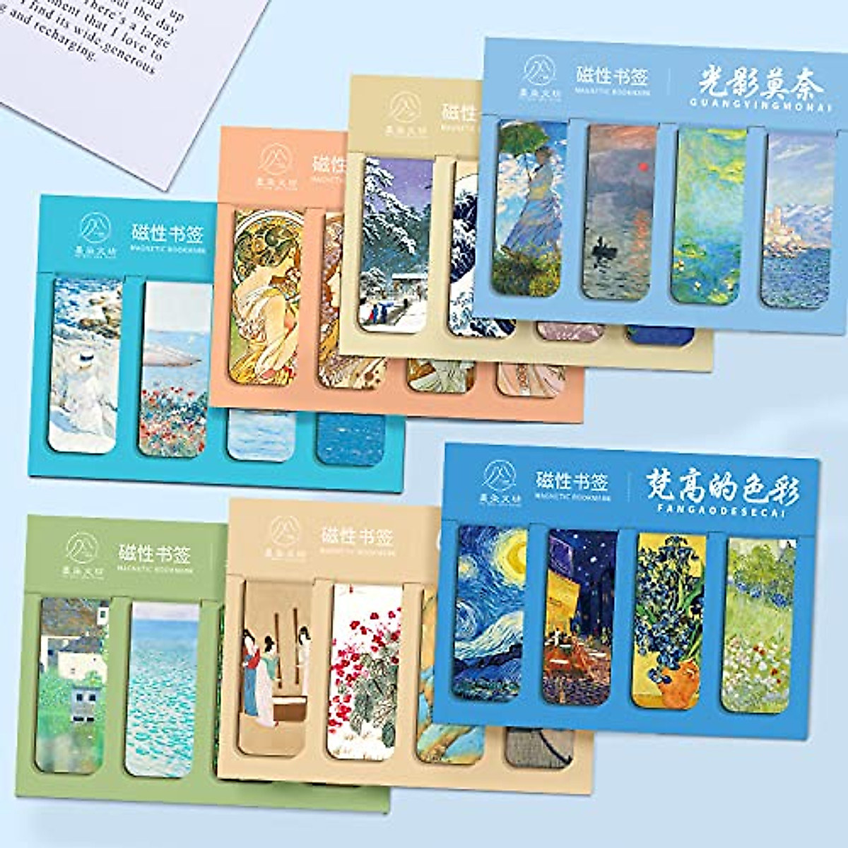 LANADO 4pcs/Set Paintings Magnet Bookmark Retro Starry Sky Reading Book Mark Stationery Material School Office Supply