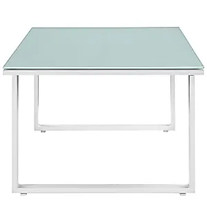 Modway Fortuna Aluminum Glass Outdoor Patio 44" Coffee Table in White