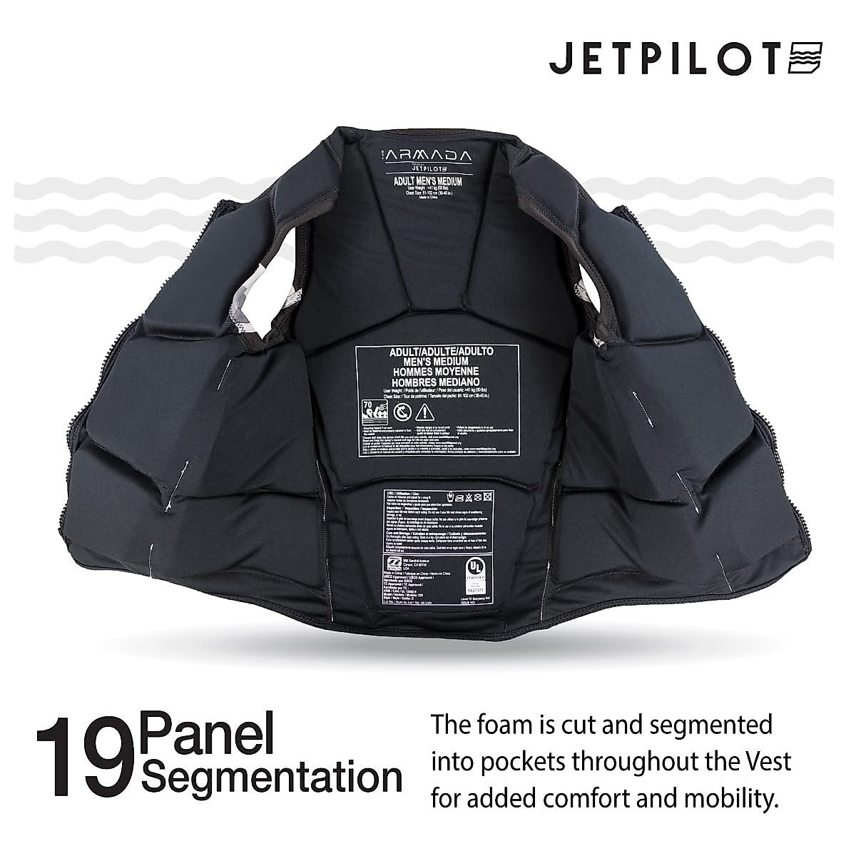 Jetpilot Men's Armada Neoprene Coast Guard Approved Life Jacket PFD -Silver-XS