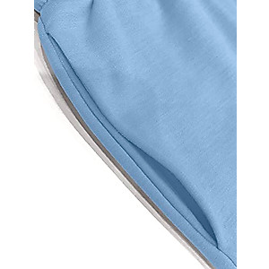 sexycherry Two Piece Sets for Women Sexy Light Blue One Off Shoulder Long Tie Knot Sleeve Wide Leg Long Sweatpants Sweatsuits with Pockets (X-Large)