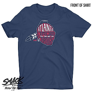 Atlanta Baseball Fans. Atlanta True 'Til The Day I'm Through Navy T-Shirt (Sm-5X) (Soft Style Short Sleeve, Large)
