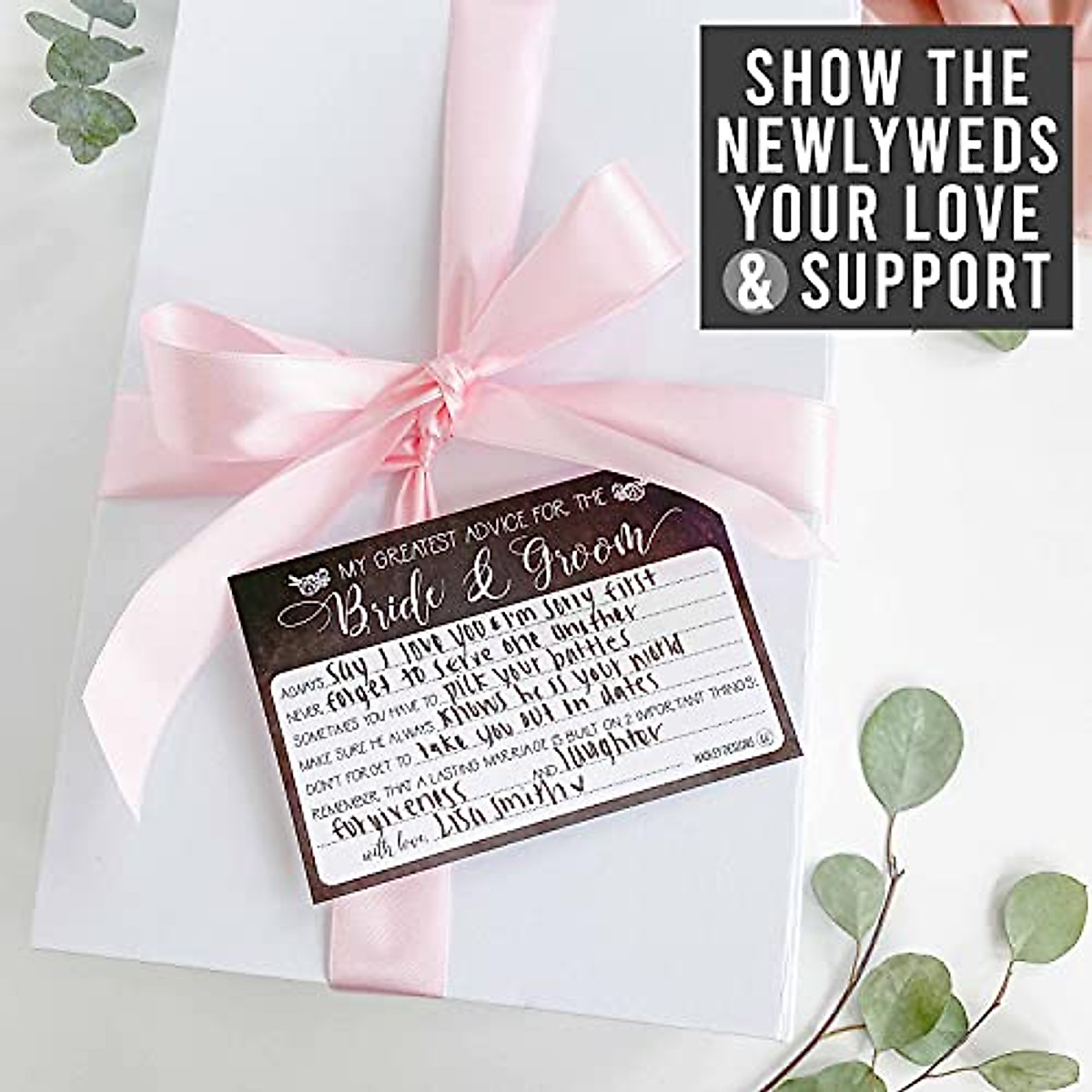 50 Floral Wedding Advice Cards - Wedding Guest Book Alternative, Bridal Shower Games For Guests , Wedding Card Boxes For Reception, Advice Cards For the Bride and Groom, Wedding Games For Guests