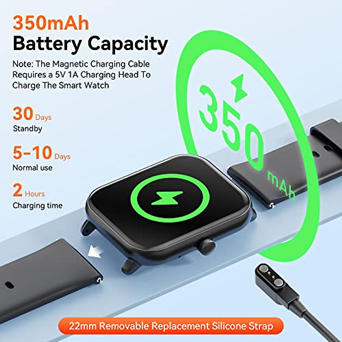 Smart Watch 1.96″ with Bluetooth Call Message Alert, Smart Watch for Men with Heart Rate Blood Pressure Blood Oxygen Sleep Body Temperature Monitoring, 350mAh with 100+ Sports Modes for iOS, Android