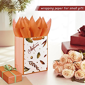 NICROLANDEE Fall Gift Tissue Paper - 24 Sheet Fall Orange Tissue Wrapping Paper for Thanksgiving Day Gifts Decorations, Autumn Wedding Birthday Presents Packaging 28x20 Inch