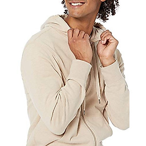 Amazon Essentials Men's Lightweight French Terry Full-Zip Hoodie, Oatmeal Heather, Medium