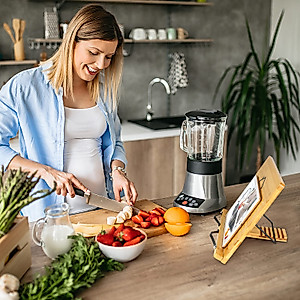 Kitchen Mom Cookbook Holder,Ycoolle Bamboo Cookbook Stand Mom Recipe Book Holder Personalized Mother's Day Gift or Mom Birthday Gift for Cooking Recipe, Magazine, Laptop(6 Adjustable Height)