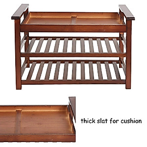 Livebest 3-Tier Bamboo Shoe Rack, Shoe Rack Bench,Small Shoe Rack for Entryway Bathroom Living Room Bedroom 19-inch