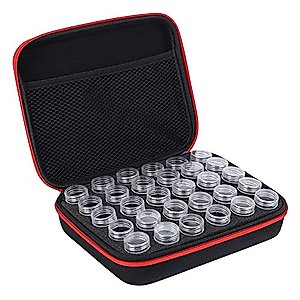 Tiiyee Storage Box, Diamond Painting Storage Containers with 30 Shockproof Slots Tools Organizer Diamond Art Storage Case Jewelry Beads Storage Box for DIY Art Crafts(red)