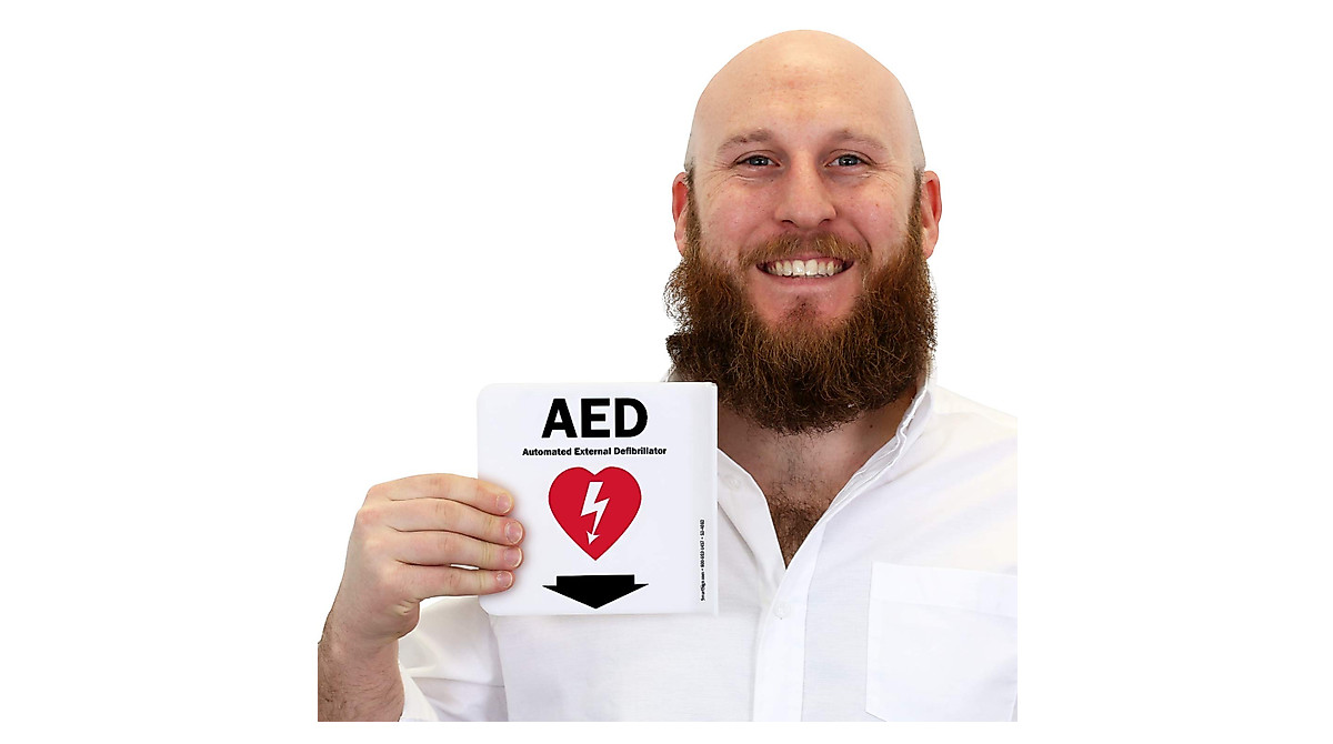 SmartSign AED Projecting Sign 6x6 Acrylic | Clear Emergency Marking