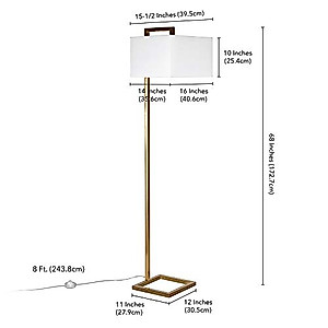 Grayson 68" Tall Floor Lamp with Fabric Shade in Brass/White