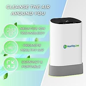 HealthyLine GeneratIon 50 Negative Ion Generator - Small Personal Air Ionizer with Highest (50 million negative ions/cc) Output - Ozone Free, Filterless Mobile Travel - Rechargeable
