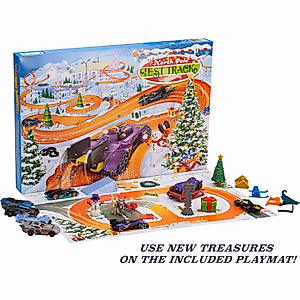 Hot Wheels 2021 Advent Calendar with 24 Surprises That Include 8 1:64 Scale Vehicles & Other Cool Accessories, Plus a Play Pane Mat, for Collectors & Kids 3 Years Old & Up