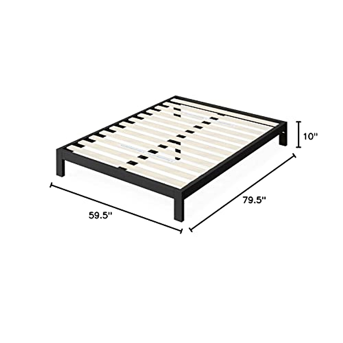 ZINUS Arnav Metal Platform Bed Frame / Wood Slat Support / No Box Spring Needed / Easy Assembly, Black, Queen