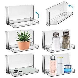 6 Pcs Small Folding Shelf for Wall, Bedside Shelf Floating Shelves for Spaces Foldable Bathroom Shelf Wall Mount Fold Up 90° Wall Shelf for Rv, Bathroom, Bedroom, Office, Living Room, Laundry