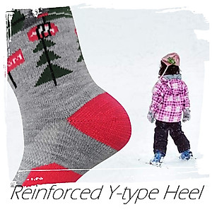 HIGHCAMP 2 Pairs Kids Merino Wool Ski Snowboard Socks Boy Girl Toddler Snow Socks/Norway Pink, S